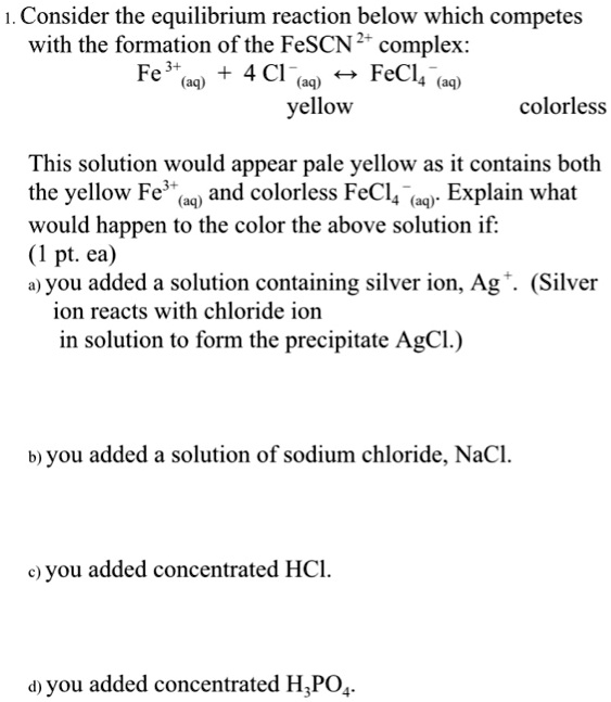 SOLVED: Consider the equilibrium reaction below, which competes with ...