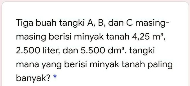 Solved Beserta Caranya Ya Makasii Tiga Buah Tangki A B Dan C Masing Masing Berisi Minyak