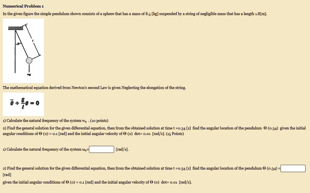 SOLVED: In the given figure, the simple pendulum shown consists of a sphere that has a mass of 8 ...