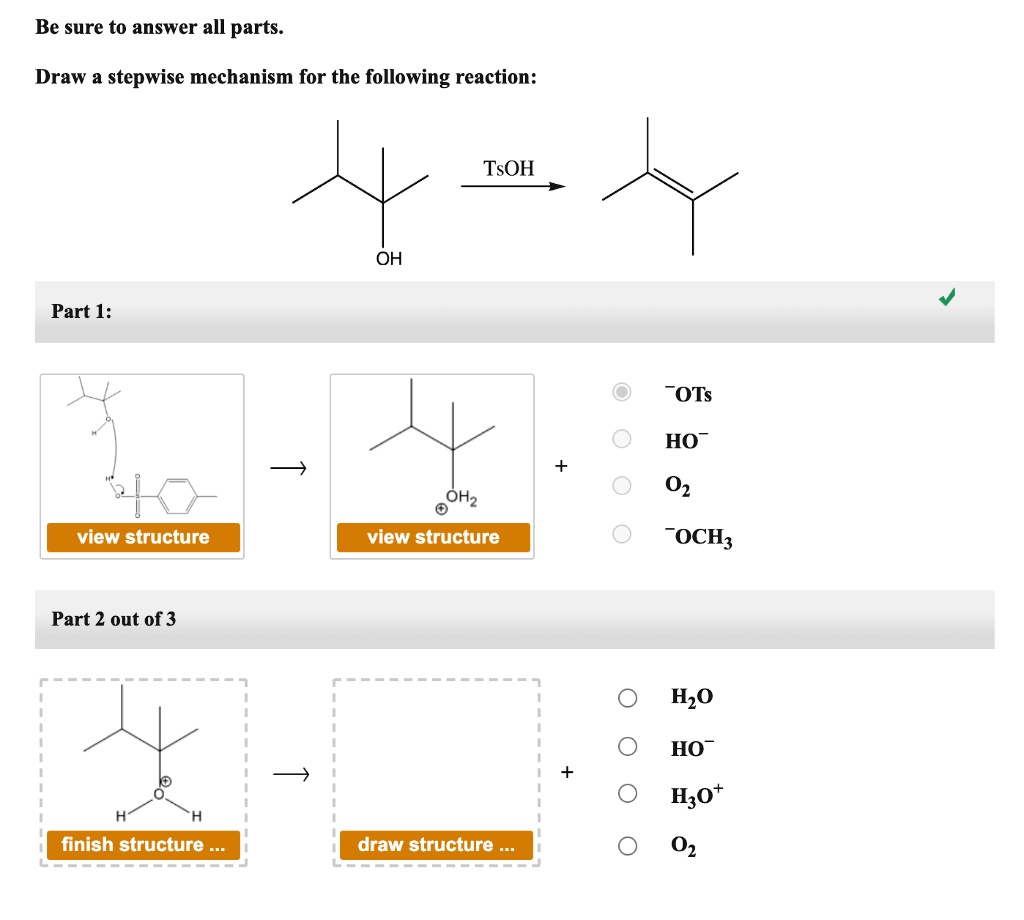 SOLVED: Be sure to answer all parts: Draw a stepwise mechanism for the following reaction: TsOH ...