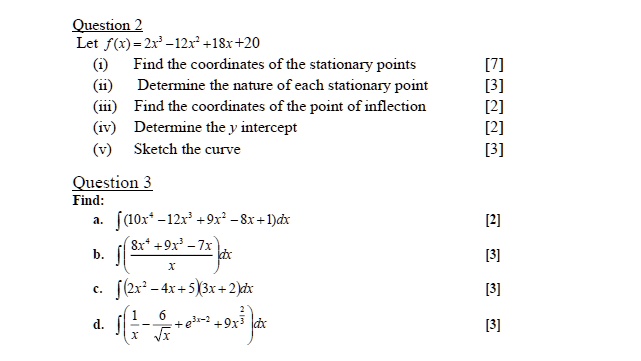 Question 2 Let f(x) = 2x³-12x² +18x+20 (i) Find the coordinates of the ...