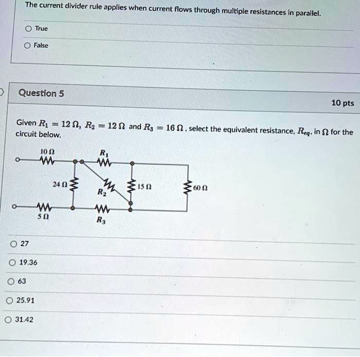 The current divider rule applies when current flows through multiple resistances in parallel ...