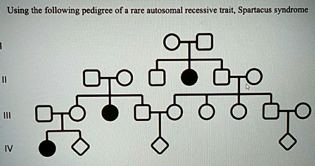 using the following pedigree of a rare autosomal recessive trait ...