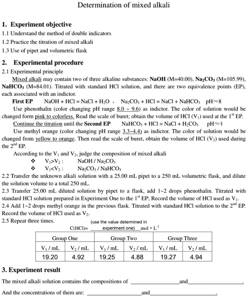 SOLVED: Experiment objective 1.1 Understand the method of double ...
