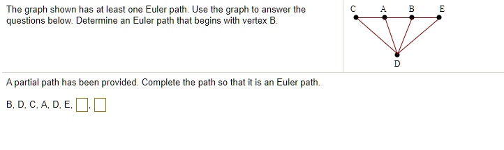 SOLVED: The graph shown has at least one Euler path. Use the graph to answer the questions below ...