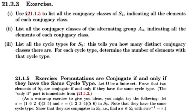 2123 exercise use 3211 to list all the conjugacy classes of s ...