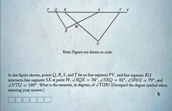 PQR W X S TV U Note: Figure not drawn to scale. In the figure shown, points Q, R, S, and T lie ...