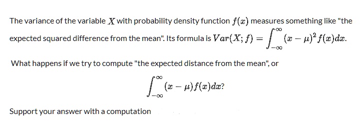 the variance of the variable x with probability density function f ...