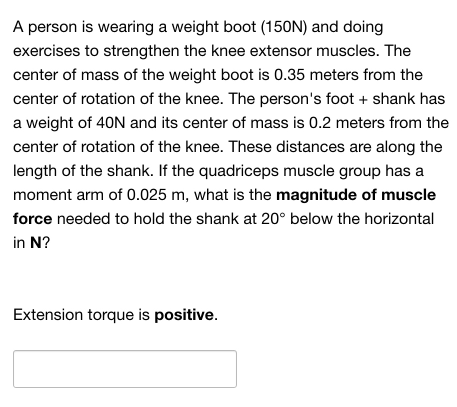 Person is wearing a weight boot 15on and doing exercises to...