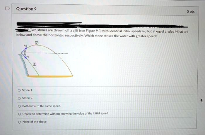 SOLVED:Question 9 5 pts Two stones are thrown off a cliff (sce Figure 3 ...