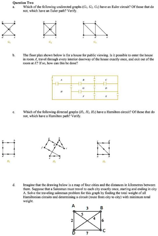 Solved Question Two A Which Of The Following Undirected Graphs G G2 Have An Euler Circuit Of