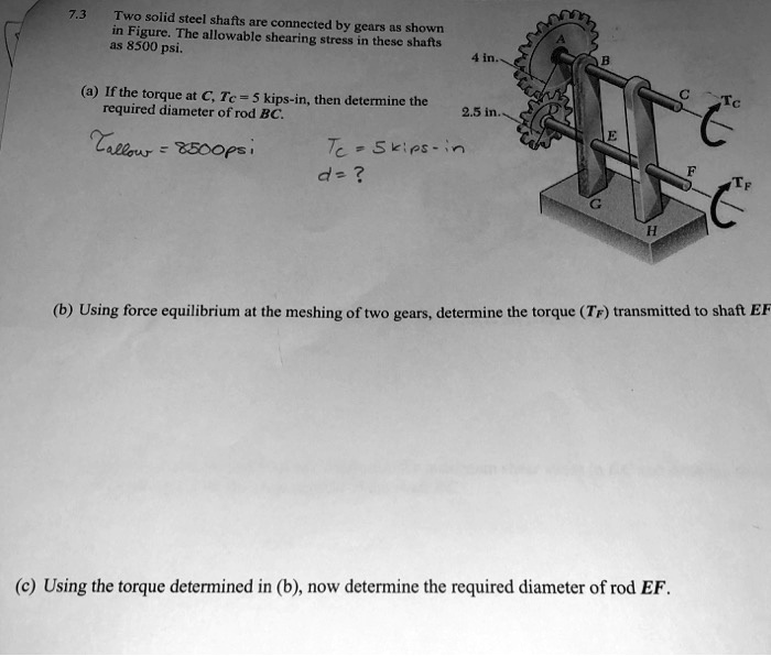 SOLVED: Two solid steel shafts are connected by gears as shown in ...