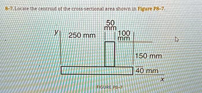 SOLVED: Texts: 8-7. Locate the centroid of the cross-sectional area shown in Figure P8-7. 8-7 ...