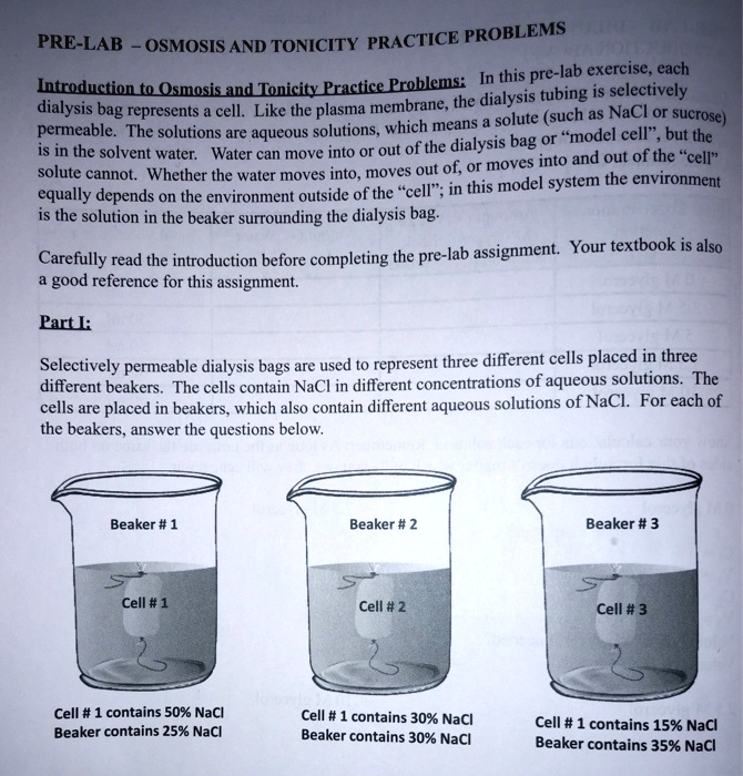 SOLVED: Text: PROBLEMS PRE-LAB OSMOSIS AND TONICITY PRACTICE In this ...