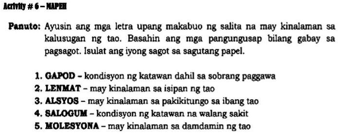 SOLVED: Ayusin ang mga letra Jattt #6-WipD Paduto: Ayusin ang mga letra ... SOLVED: Ayusin ang mga letra Jattt #6-WipD Paduto: Ayusin ang mga letra ...