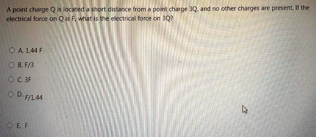 SOLVED:Apoint charge Q is located a short distance from a point charge 3Q, and no other charges ...