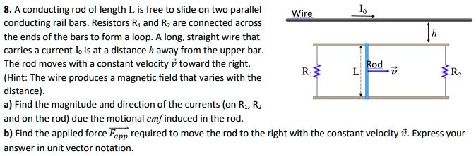 SOLVED: conducting rod of length L is free to slide on two parallel ...