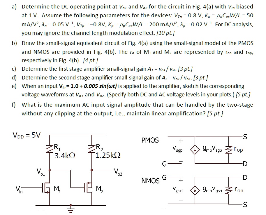 a determine the dc operating point at vo and v for the circuit in fig4a with vin biased at 1 v ...