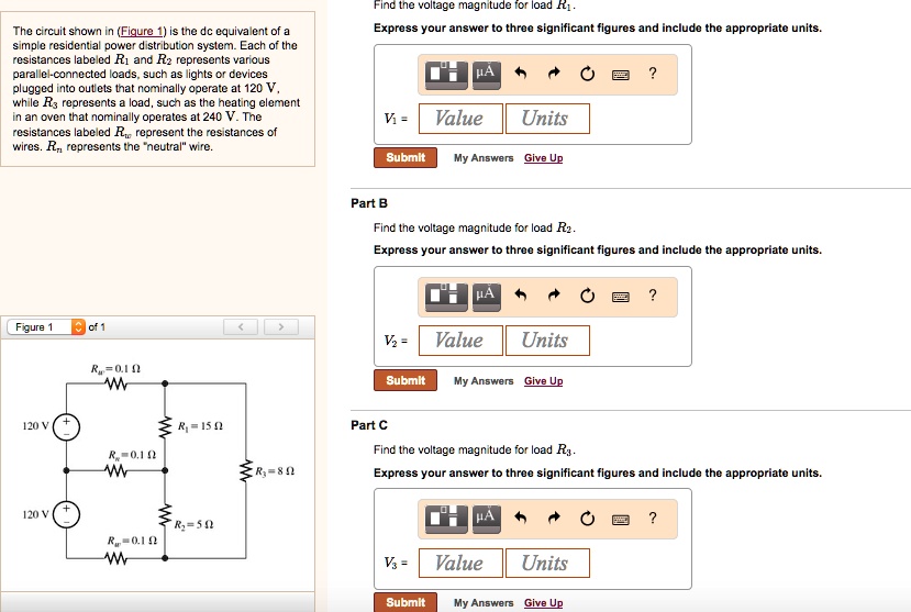 SOLVED: The circuit shown in Figure 1 is the DC equivalent of a simple residential power ...