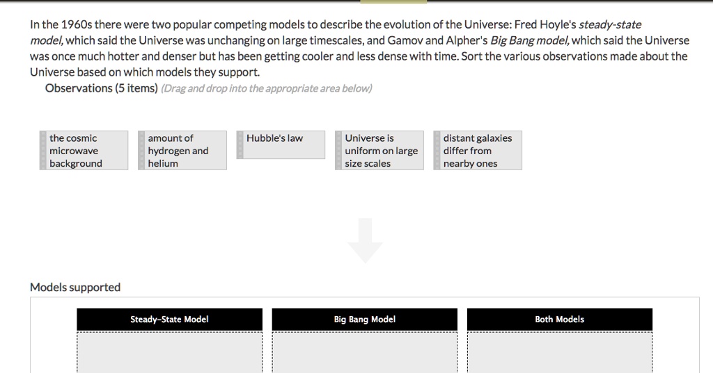 SOLVED: In the 1960s, there were two popular competing models to describe the evolution of the ...