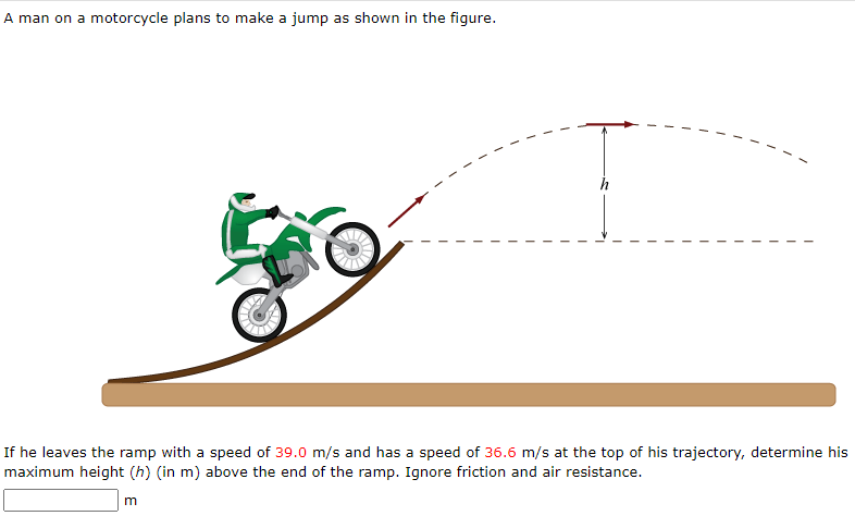 SOLVED: A man on a motorcycle plans to make a jump as shown in the ...