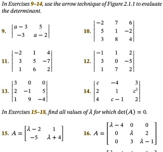 in exercises 9 14 use the arrow technique of figure 211 to evaluate the determinant 2 ia 3 3 a 2 ...