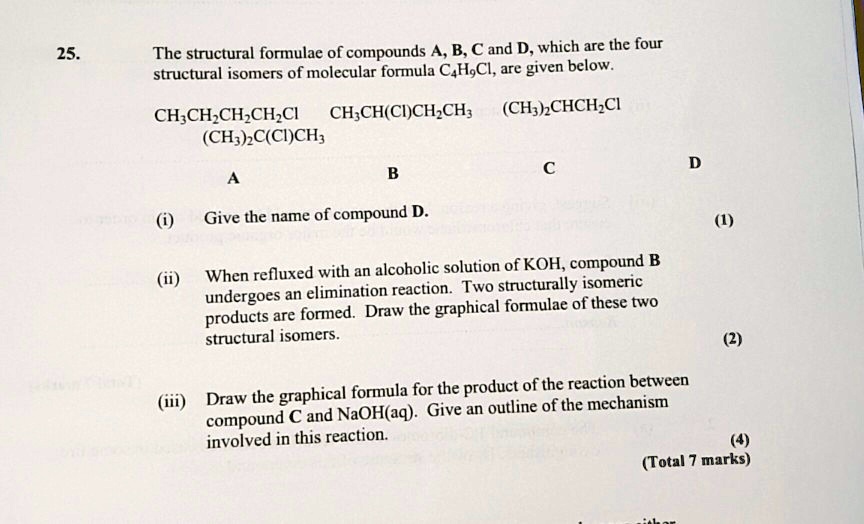 The structural formulae of compounds A, B, C, and D, which are the four ...