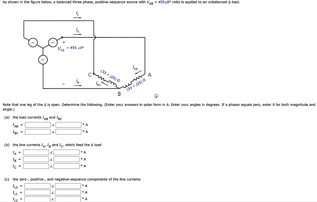 SOLVED: As shown in the figure below, a balanced three-phase, positive-sequence source with VAB ...