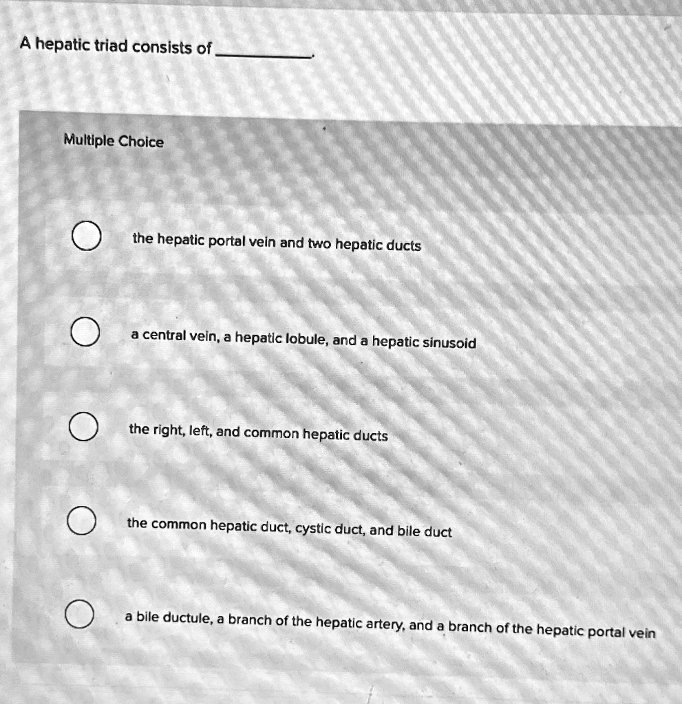 A hepatic triad consists of: Multiple Choice - the hepatic portal vein ...