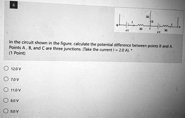 in the circuit shown in the figure calculate the potential difference between points b and a ...