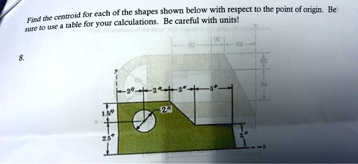 for each of the shapes shown below with respect to the point of origin find the centroid table ...