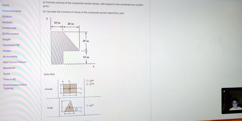 SOLVED: Find the centroid of the composite section shown, with respect to the coordinate axis ...
