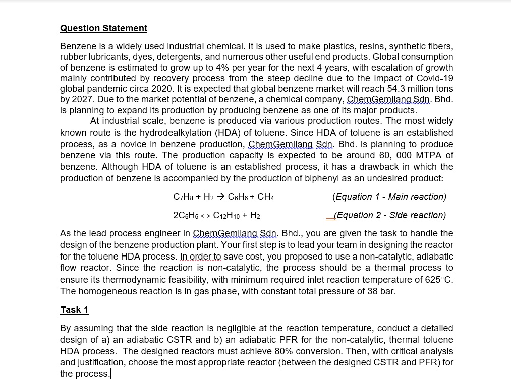 justify the advantages of toluene hda process as compared to the other ...