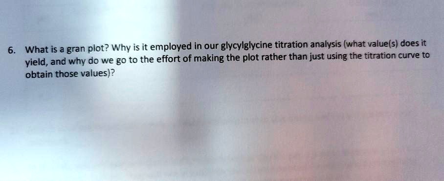 SOLVED: What is a gran plot? Why is it employed in our glycylglycine ...