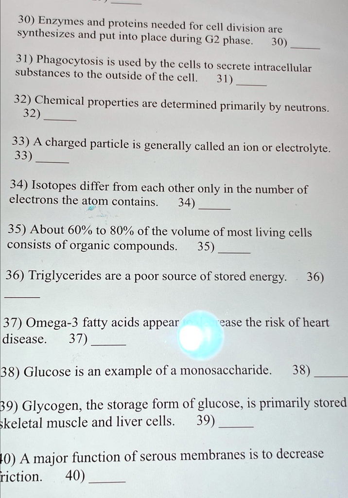 SOLVED: Enzymes and proteins needed for cell division are synthesizes ...