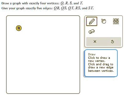 Draw a graph with exactly four vertices: Q, R, S, and T. Give your ...
