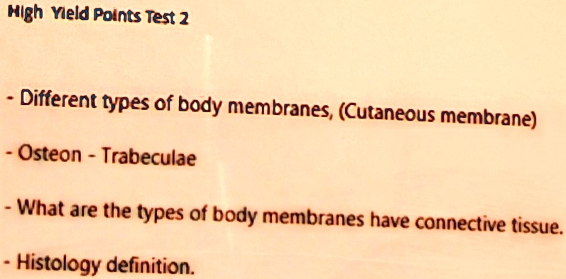 high yield points test 2 different types of body membranes cutaneous ...
