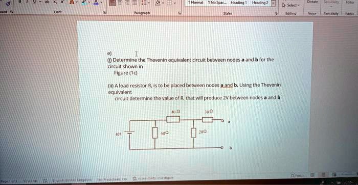 e) I (i) Determine the Thevenin equivalent circuit between nodes a and b for the circuit shown ...