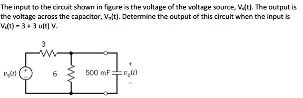 SOLVED: The input to the circuit shown in figure is the voltage of the voltage source, Vs(t ...