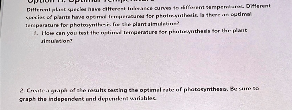 SOLVED: Different plant species have different tolerance curves to ...