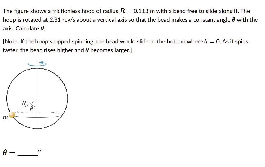 the figure shows a frictionless hoop of radius r 0113 m with a bead ...