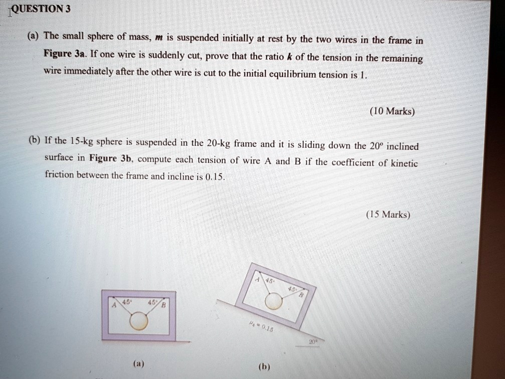 QUESTION 3 (a) The small sphere of mass, m is suspended initially at ...
