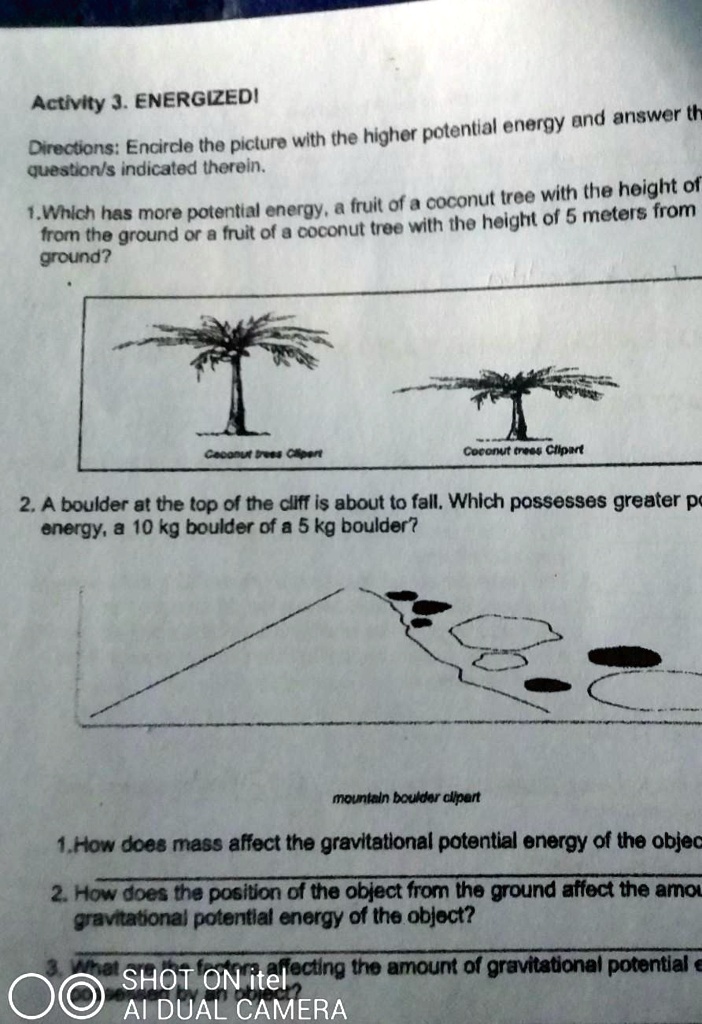 Activity 3. ENERGIZED! Directions: Encircle the picture with the higher ...