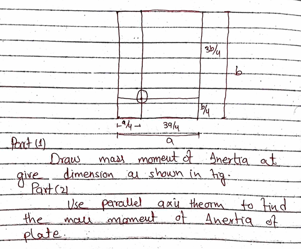 Part (1) Draw mass moment of inertia at given dimensions as shown in ...