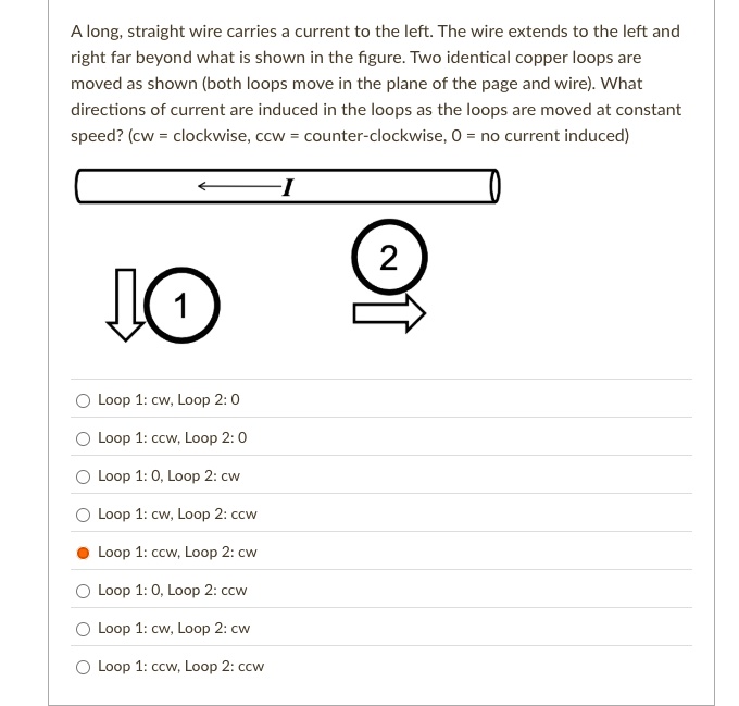 a long straight wire carries a current to the left the wire extends to ...