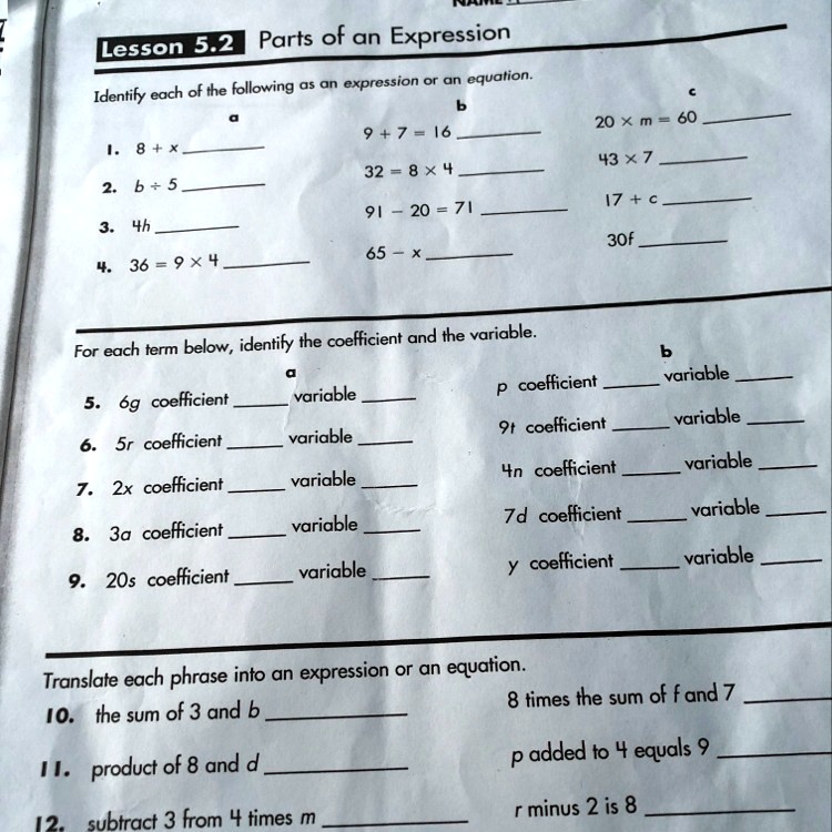 Identifying Parts Of An Expression Worksheet Identifying Facial