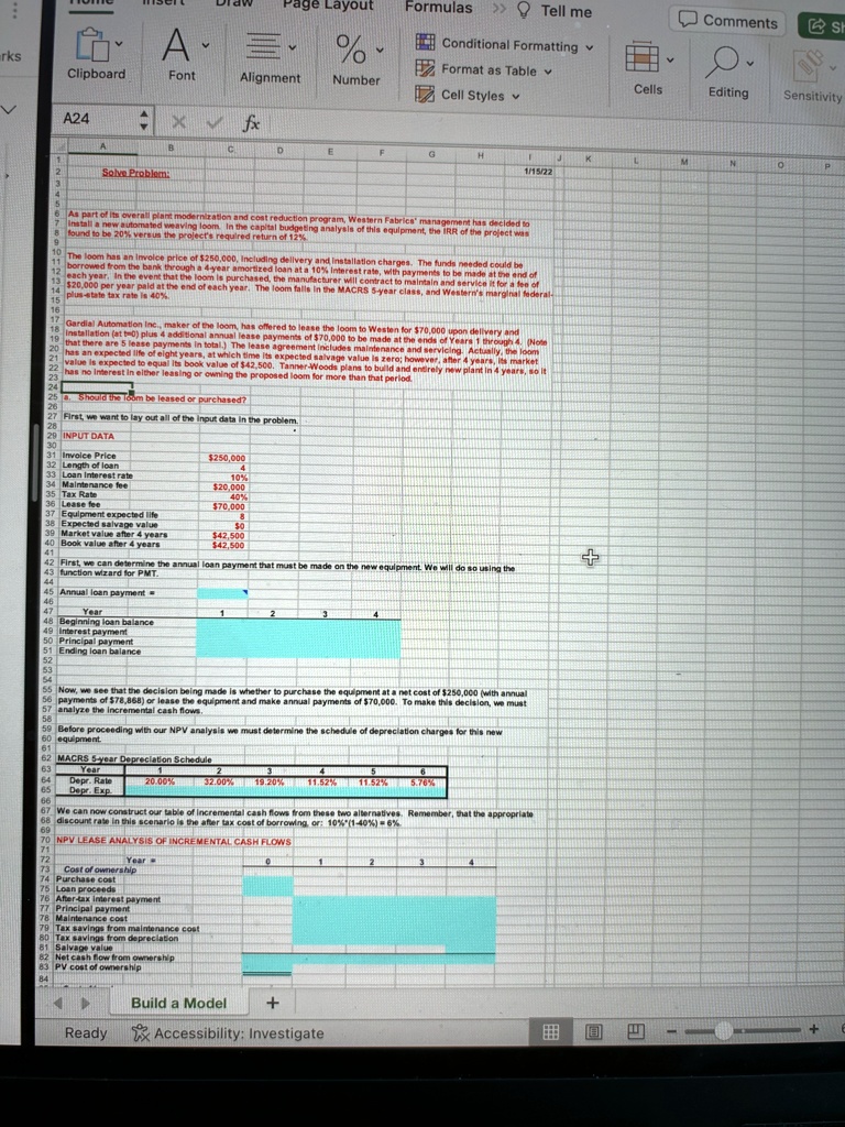 Please calculate it in Excel and show Excel formulas. Page Layout ...