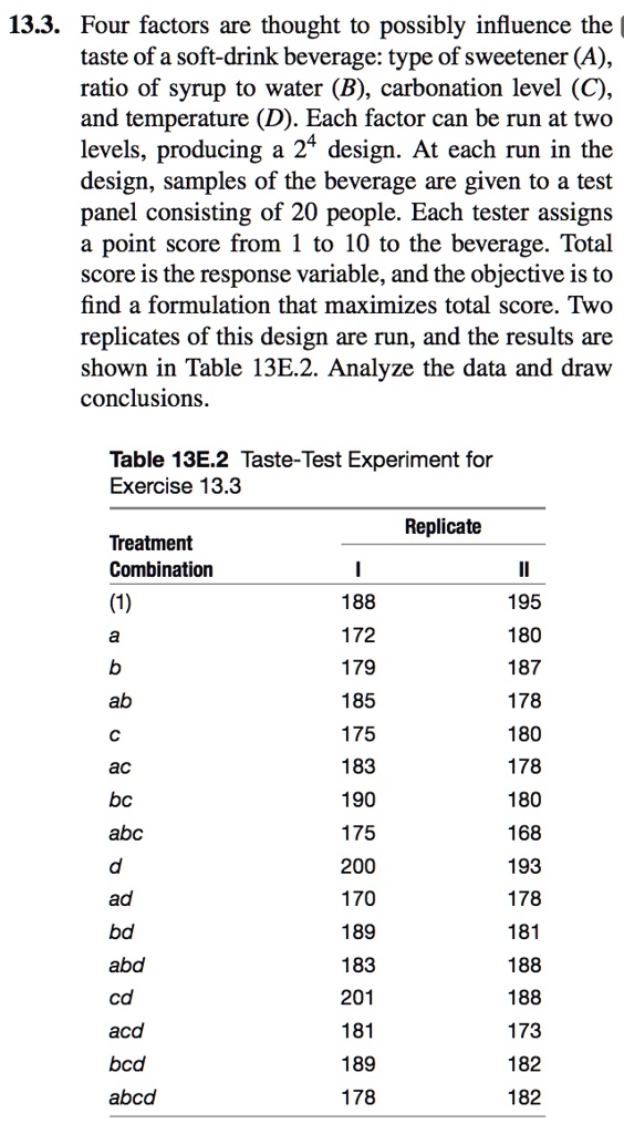 133 four factors are thought to possibly influence the taste of a soft drink beverage type of ...