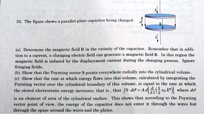 SOLVED: The figure shows a parallel-plate capacitor being charged ...