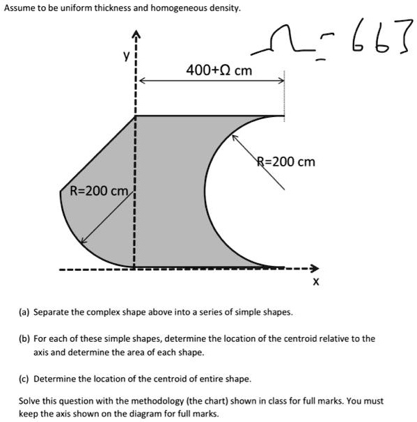 Assume to be uniform thickness and homogeneous density. 2̃ ≈667 y 400 ...
